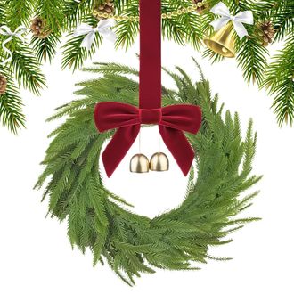 Generic Weihnachtskranz f&uuml;r die Eingangst&uuml;r | K&uuml;nstliche Weihnachtsdekoration mit roten Schleifen und Glocken - Weihnachtskranz f&uuml;r den Innenbereich - f&uuml;r Fen