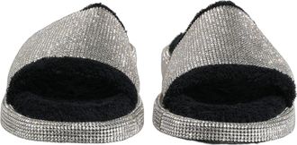Dolce & Gabbana Black Crystal Embellished Platform Men Slides Shoes Cotton Goat Leather