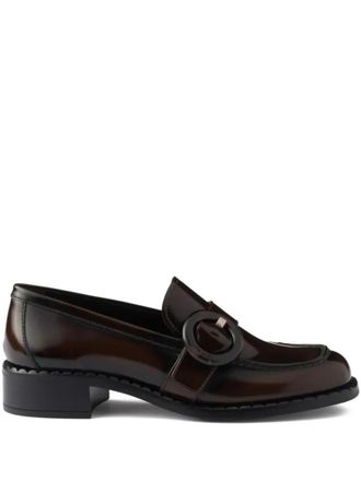 Prada Polished Brown Flat Shoes With Decorative Buckle - Gr. 36 (EU) - in Schwarz