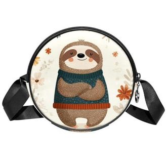 Generic Sac &agrave; bandouli&egrave;re rond pour femme, joli petit sac &agrave; bandouli&egrave;re avec fermeture &eacute;clair et bretelles r&eacute;glables style d&eacute;contract&eacute; pour femmes et filles