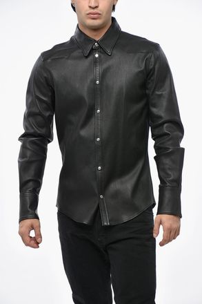 Dsquared2 Leather Overshirt with Snap Buttons Dsquared2