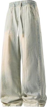 Generic Jean Homme Grande Taille &Eacute;lastique Sport Survetement D&eacute;contract&eacute; &Agrave; Training Extensible Nylon Ray&eacute; Francais D&eacute;cal&eacute; Ajust&eacute; Anthracite Fuseau Carr&eacute; Wide 