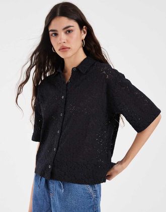Levi's Harlie - Chemise en dentelle &agrave; manches courtes - Noir