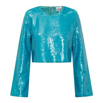 Ganni Paillettenbluse - - Blouses & Shirts - Damen - Blau - XS