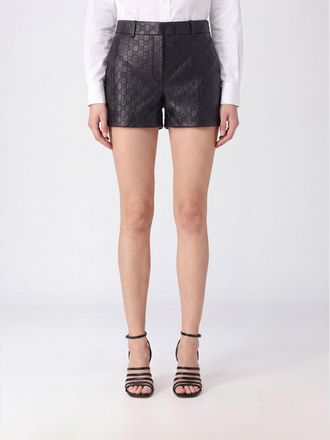 Gucci Short en cuir dagneau &agrave; motif Monogramme GG et taille mi-haute