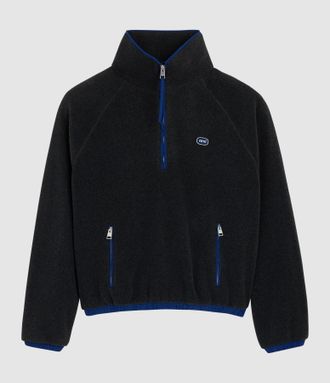 Ami Sweatshirt Ami Half Zipped Gris Carbone