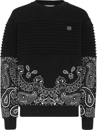 Philipp Plein Homme, Sweatshirts et sweats &agrave; capuche, Noir, Taille: XL SweaT-shirt LS Paisley Bandana