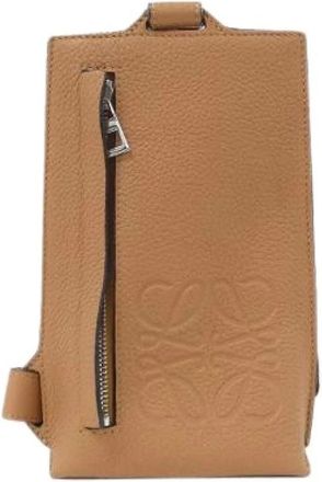 Loewe Sac bandouli&egrave;re en cuir de veau Pre-owned Vertical T Pocket - Femme - Pre-owned - Brun - Taille: ONE Size
