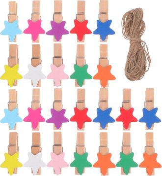 Artibetter 150 St&uuml;ck Teiliges Holzklammern mit Stern Design Kleine Dekorative W&auml;scheklammern f&uuml;r Fotos Basteln und W&auml;sche Stabile Mini holzklammern Vielseitig f&uuml;