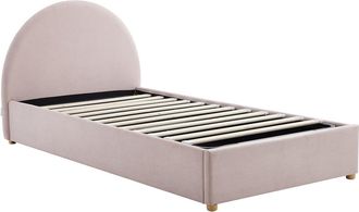 Vente-Unique Lit Coffre 90 x 190 cm - Velours c&Ugrave;tel&Egrave; - Rose - LIRIMO