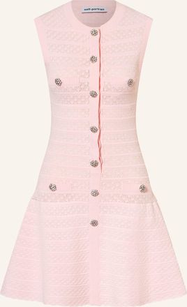 Self Portrait Self-Portrait Strickkleid Mit Schmucksteinen pink