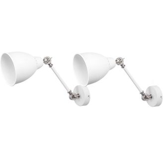 Beliani 2 Lampes Murales Appliques Orientables avec Bras et Abat-jours Flexibles en Métal Blanc et Argenté E27 Max 40W pour Chambre Salon Moderne Beliani