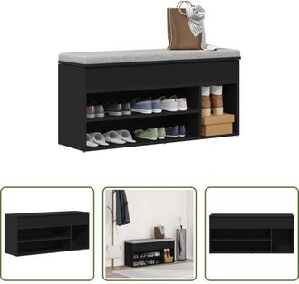 vidaXL vidaXL Holzschuhbank - Schuhbank Schwarz 102x30,5x45 cm Holzwerkstoff