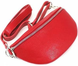 Generic VP105 Sac banane en cuir véritable pour femme Style italien, Rouge, Medium