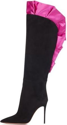 Generic Bottes hautes au genou pour femme - Couleur assortie - Bout pointu - Talon aiguille - Chaussures habill&eacute;es confortables pour f&ecirc;te, club, automne et hi