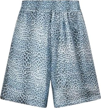 Roberto Cavalli Homme, Shorts, Bleu, Taille: L Baby Jaguar Print Fabric Shorts