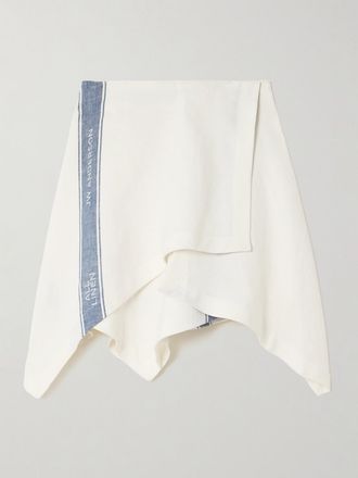 J.W.Anderson Asymmetric Linen-jacquard Mini Wrap-effect Skirt - Off-white