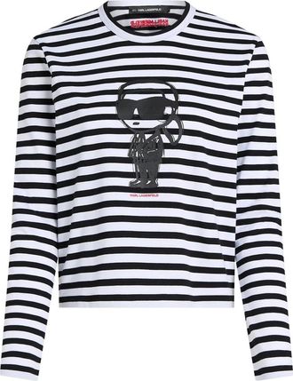 Karl Lagerfeld Homme, Tops, Noir, Taille: S Top ray&eacute; en coton biologique avec logo