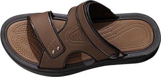 Generic cfpqv Sandales en cuir pour homme - Mules en cuir synthétique - Sandales dété - Sandales de plage souples - Sandales plates pour homme - Chaussures dé