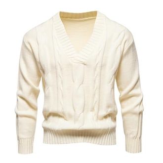 Generic Pull à col roulé pour homme, pull en tricot fin doux à manches longues, col montant, pull à col roulé, chaud pour lautomne, coupe ajustée, beige, XL