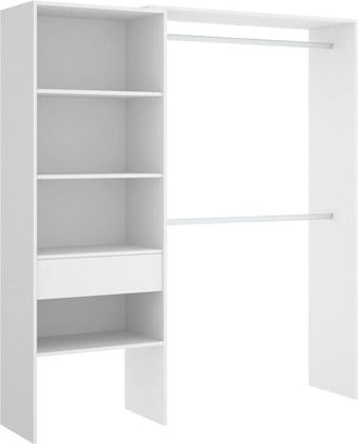 Dmora Dmora - Kleiderschrank Lhotse, Struktur f&uuml;r begehbaren Kleiderschrank, Offene Garderobe, 160x40h187 cm, Wei&szlig;