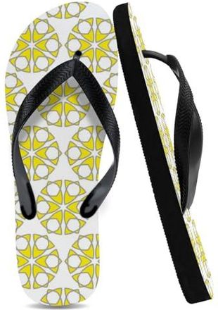 Generic Tongs unisexes pour homme, pantoufles de bain, tongs d&eacute;t&eacute; l&eacute;g&egrave;res, pantoufles de piscine pour femmes, cadeaux pour hommes, Motif floral g&eacute;om&eacute;trique ja