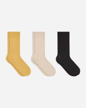 Arket Gerippte Socken Aus Supima-Baumwolle 3er-Pack -Gelb