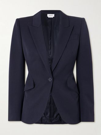 Alexander McQueen Blazer Aus Grain De Poudre Aus Wolle - Blau