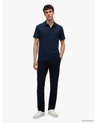 Tommy Hilfiger Performance - Strukturiertes Regular-Fit-Polohemd in Dunkelblau