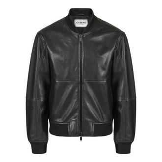 Iceberg Homme, Vestes, Noir, Taille: M Veste en cuir avec broderie de dinosaure