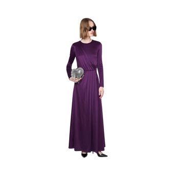 Silvian Heach Femme, Robes, Violet, Taille: 42 FR Robe Longue Croisée à Col en V Drapée