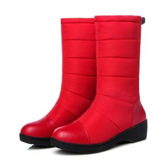 Generic Bottes de neige mi-mollet pour femme - Imperm&eacute;ables - Doublure en fausse fourrure - Semelle &eacute;lastique - Pour temps froid, Rouge, 39.5 EU