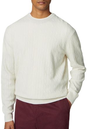 Hackett Herren Lambwool Cable Crew Pullover, Beige (Ecru), Large