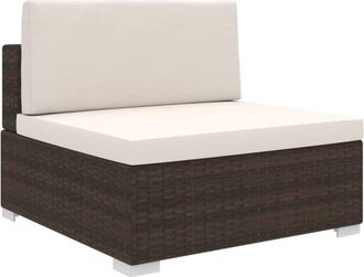 vidaXL Siège central sectionnel 1 pc et coussins Résine tressée Marron Vidaxl