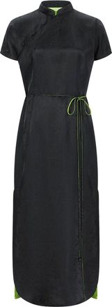 Shanghai Tang x Chen Man Qipao Seidenkleid - Schwarz