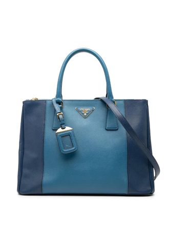 Prada sac &agrave; main Galleria Double Zip m&eacute;dium en cuir Saffiano Lux (2010-2025) - Bleu