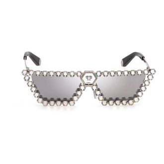 Philipp Plein Femme, Accessoires, Gris, Taille: ONE Size Crystal Lush Lunettes de soleil