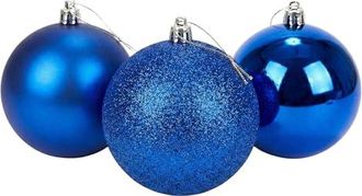 Shatchi 20 cm/3 gro&szlig;e dunkelblaue Weihnachtskugeln, PVC, bruchsicher, gl&auml;nzend, matt, glitzernde Oberfl&auml;che, Weihnachtskugeln, Ornamente, sortiertes Set, Fest