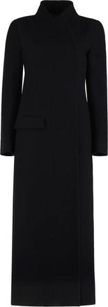 Tom Ford Femme, Robes, Noir, Taille: 36 FR Manteau Long en Laine Noir Style Élégant Minimaliste