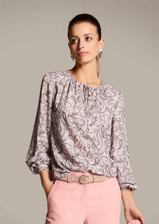 Madeleine Langarmbluse Rundhals-Bluse mit Unikat-Print