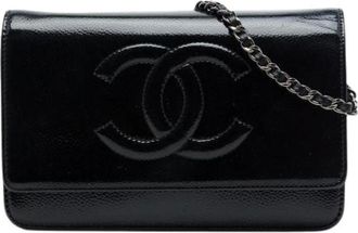 Chanel Portefeuille sur cha&icirc;ne Pre-owned - Femme - Pre-owned - Noir - Taille: ONE Size
