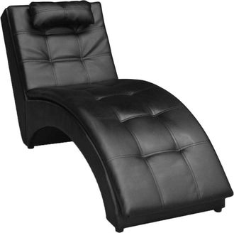 vidaXL Chaiselongue mit Kissen Schwarz Kunstleder - Vidaxl