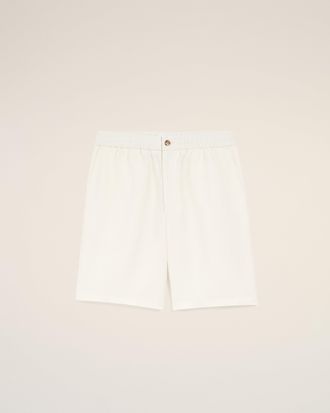 Ami Short Beige Taille Elastiqu&eacute;e Ami De Coeur en Lin M&eacute;lang&eacute; Blanc - XL - Homme