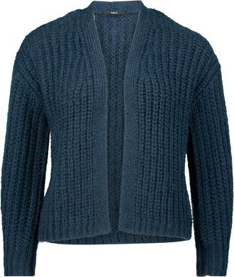 Zero Damen Grobstrickjacke offener Style M, Teal Ocean