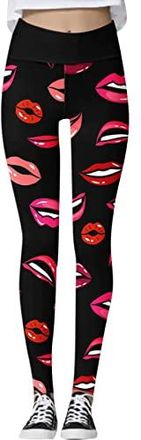 Generic Legging de gym pour femme - Pour entra&icirc;nement - Minceur - Pilates - Course &agrave; pied - Contr&ocirc;le de la Saint-Valentin - Yoga - Imprim&eacute; ventre - Pantalon d