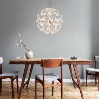 Globo Lighting Pendelleuchte H&auml;ngelampe Schlafzimmerleuchte Kristalle chrom led h 150 cm