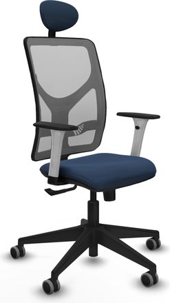 Piqueras y Crespo Schreibtischstuhl in Marineblau, mit wei&szlig;en und schwarzen Armlehnen, h&ouml;henverstellbare Lendenwirbelst&uuml;tze und festes Kopfteil, ausgestattet mit 3 Posi