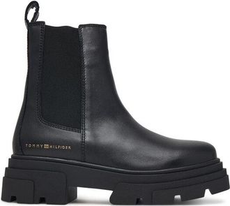 Tommy Hilfiger Klassische Stiefeletten Leather Chunky Chelsea Boot FW0FW09679 Schwarz