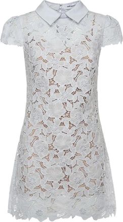 Self Portrait Femme, Robes, Bleu, Taille: 38 FR Mini robe en dentelle florale