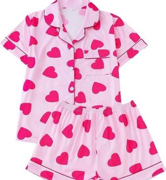 Generic Pyjama &agrave; manches courtes pour la Saint-Valentin 2026 - Imprim&eacute; - V&ecirc;tements de nuit doux - V&ecirc;tements de nuit pour femmes - V&ecirc;tements dint&eacute;rieur confort